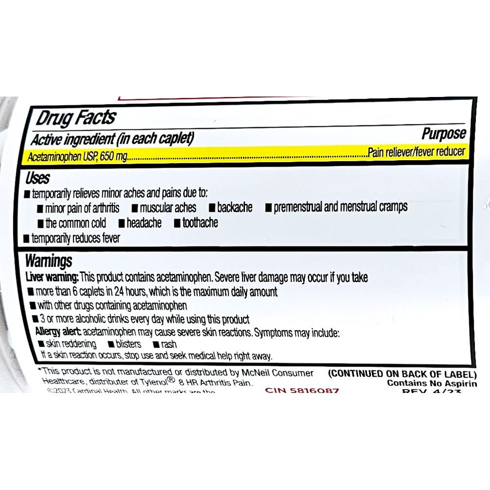 Arthritis Pain Relief | Acetaminophen | 650 mg - Hargraves Online ...