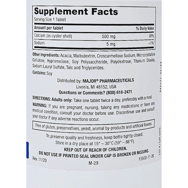 Oyster Shell Calcium | 500 mg | 1000 Tablets - Hargraves Online Healthcare