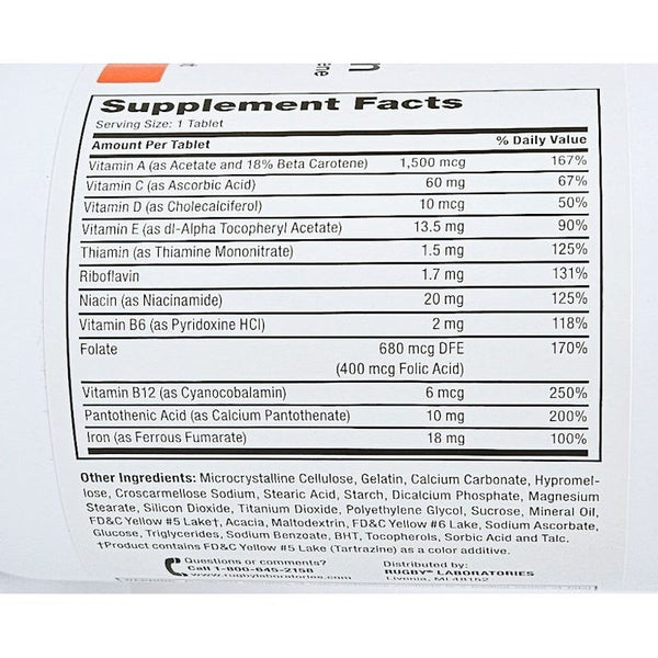 Tab-A-Vite | Multivitamin w/ Iron| 1000 Tablets - Hargraves Online ...