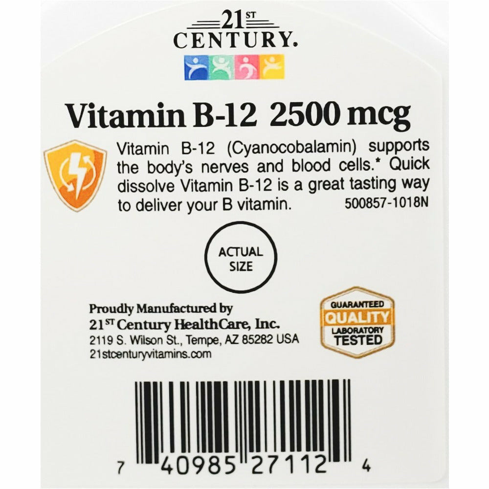 Vitamin B12 2500 mcg (Quick Dissolve) 110 Sublingual Tablets by 21st C ...