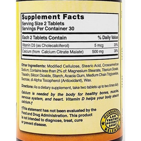 Calcium Citrate Malate | 500 mg | with Vitamin D3 – Hargraves Online ...