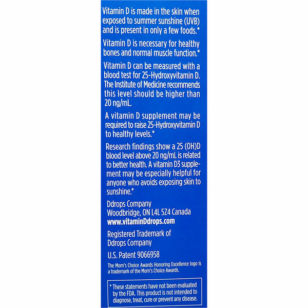 Ddrop Liquid Vitamin D3 Drops | Healthy Bones | Normal Muscle Function ...
