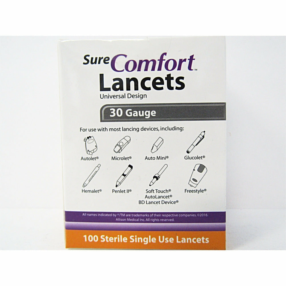 Lancets 30 Gauge, 100 Count by Sure Comfort - Hargraves Online Healthcare