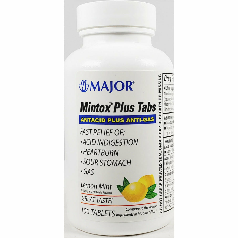 Mintox Plus Tabs, by Major 100 Tablets (Lemon Mint Flavor) - Hargraves ...