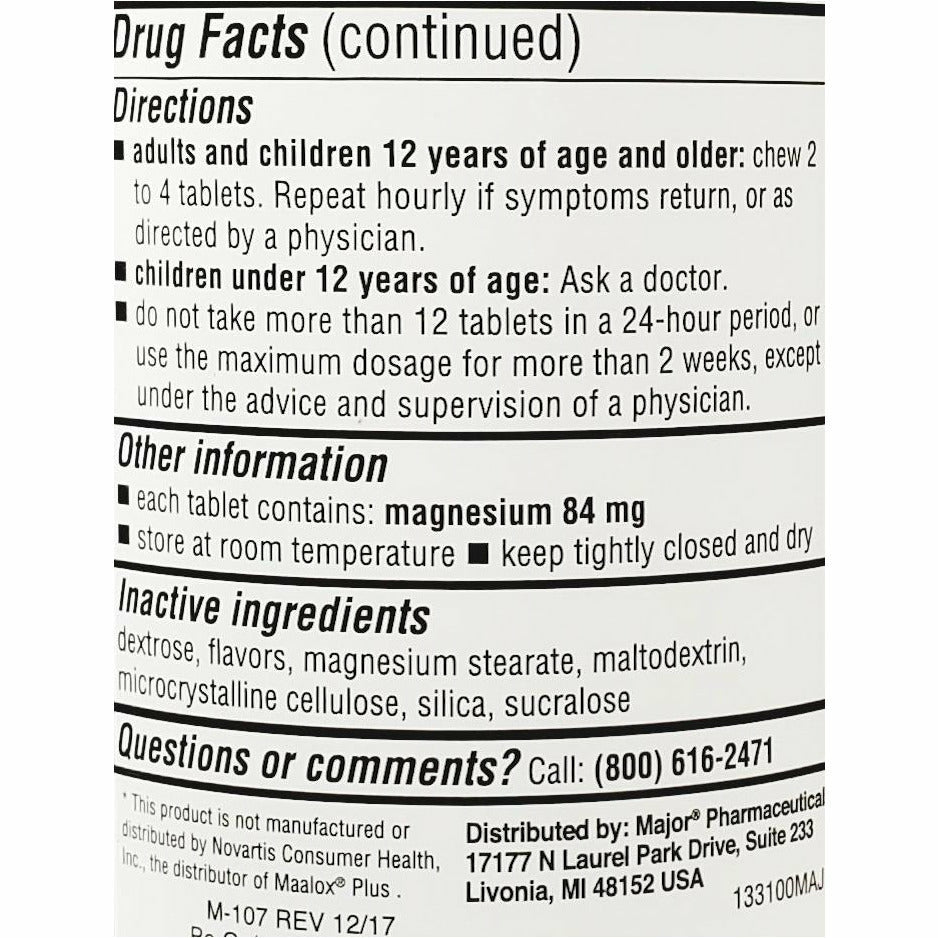 Mintox Plus Tabs, by Major 100 Tablets (Lemon Mint Flavor) - Hargraves ...