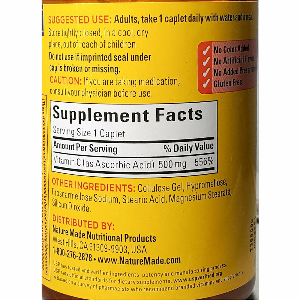 Vitamin C | 500 mg | 500 Caplets - Hargraves Online Healthcare