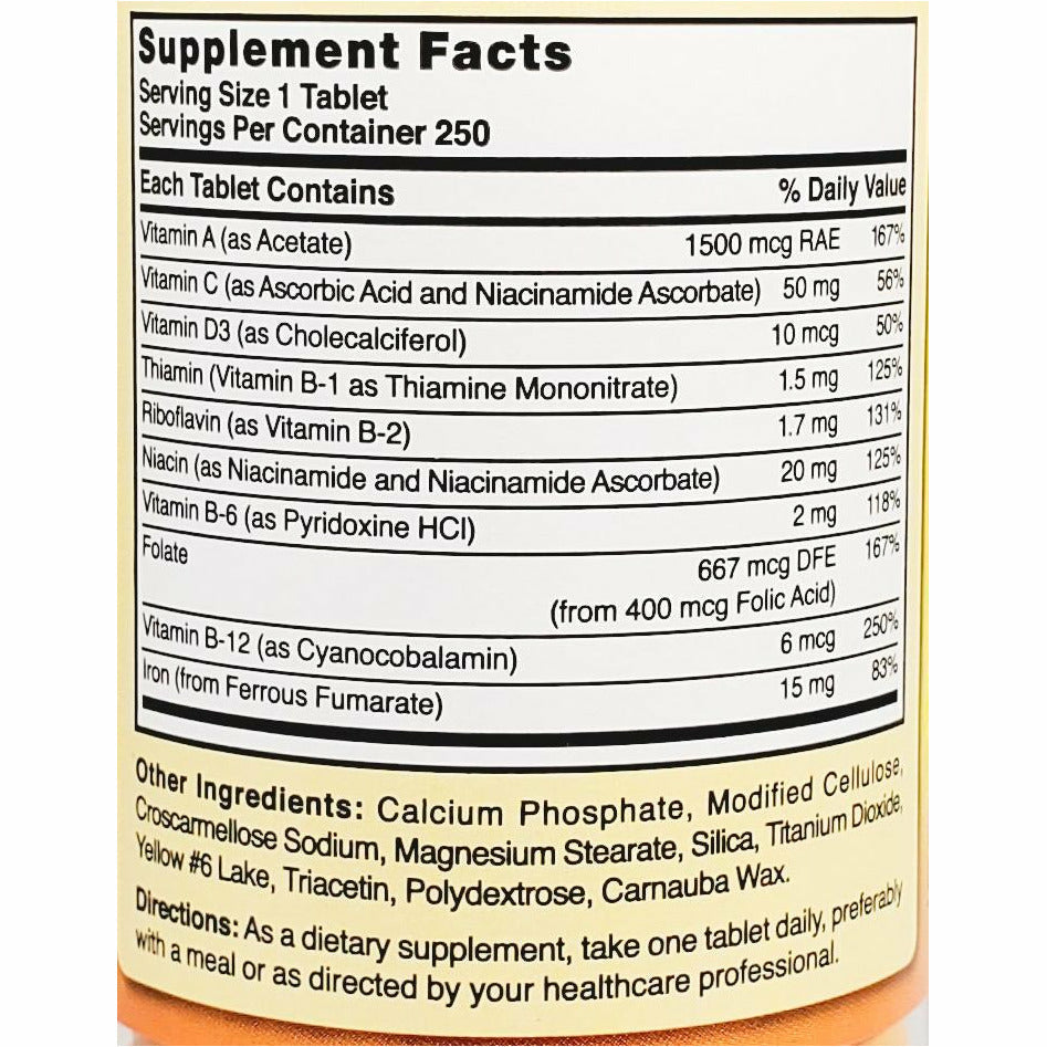 Multivitamin w/ Iron | 250 Tablets - Hargraves Online Healthcare