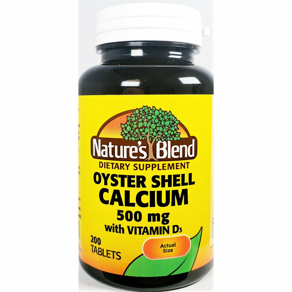 Nature's Blend Oyster Shell Calcium, 500 mg with Vitamin D3, 200 Table ...