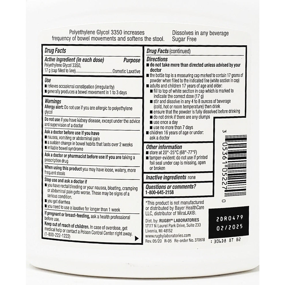 Polyethylene Glycol Peg 3350 Osmotic Laxative Hargraves Online