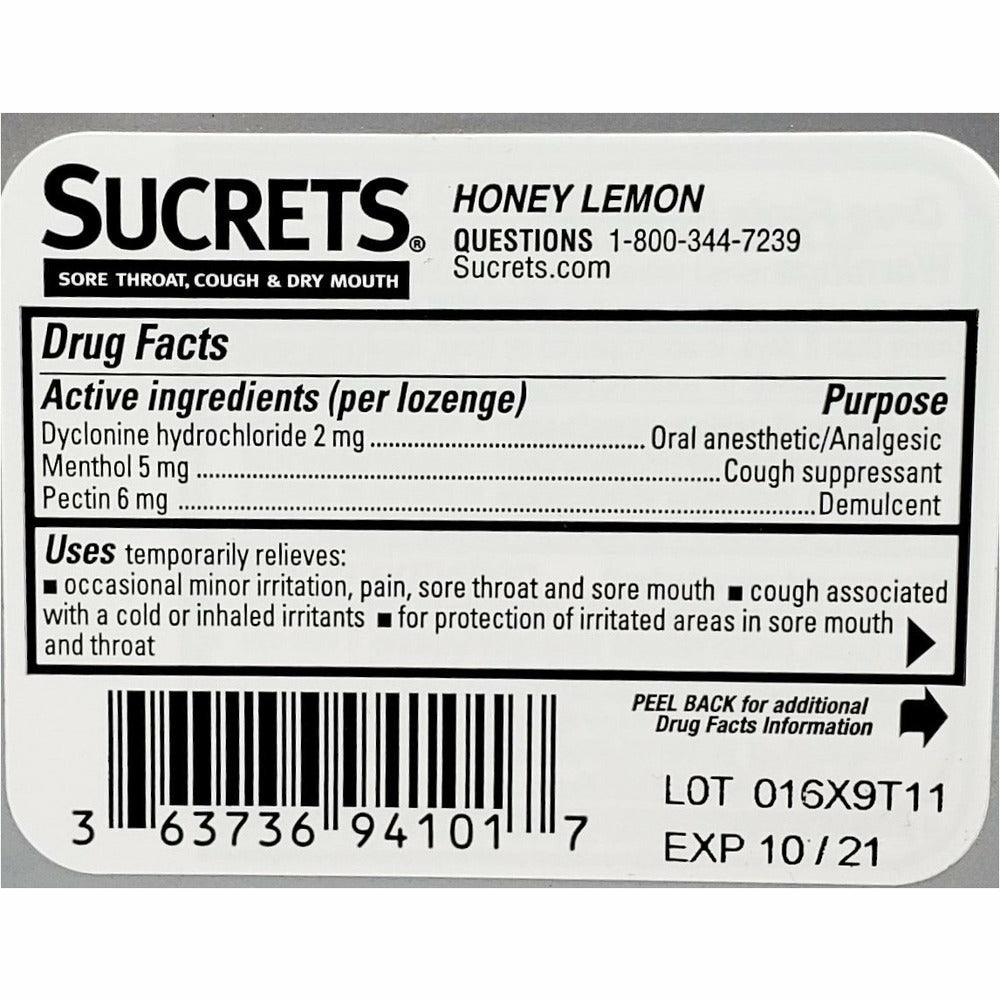 Sucrets Sore Throat | Cough & Dry Mouth | Honey Lemon - Hargraves ...